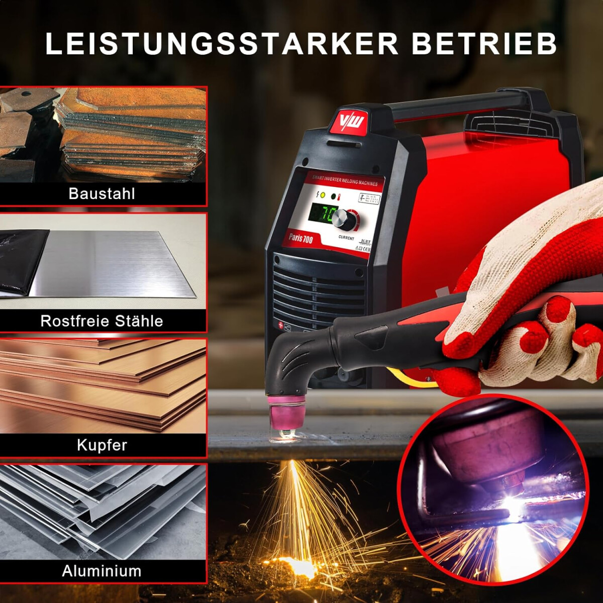 Plasma cutter 70A, IGBT, high frequency ignition (HF), pilot ignition ...