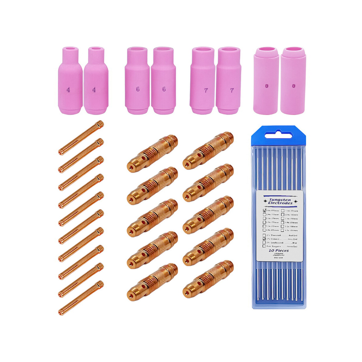 TIG accessories SET 38 pcs. size 1,6 | VECTOR WELDING