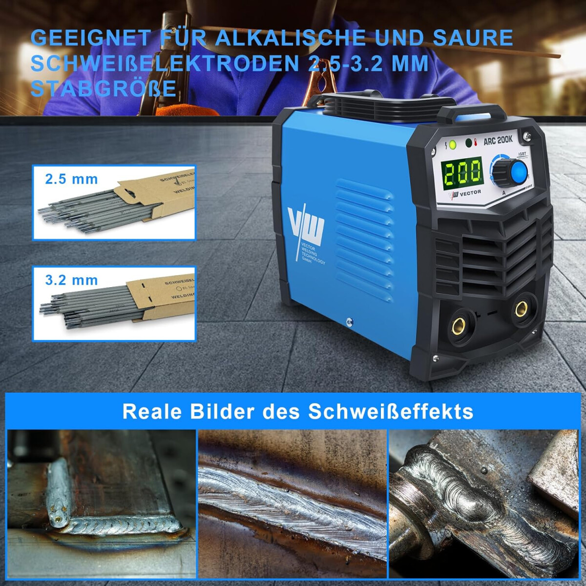 Electrode welder, MMA electrode 200A, IGBT | ARC 200K | VECTOR WELDING