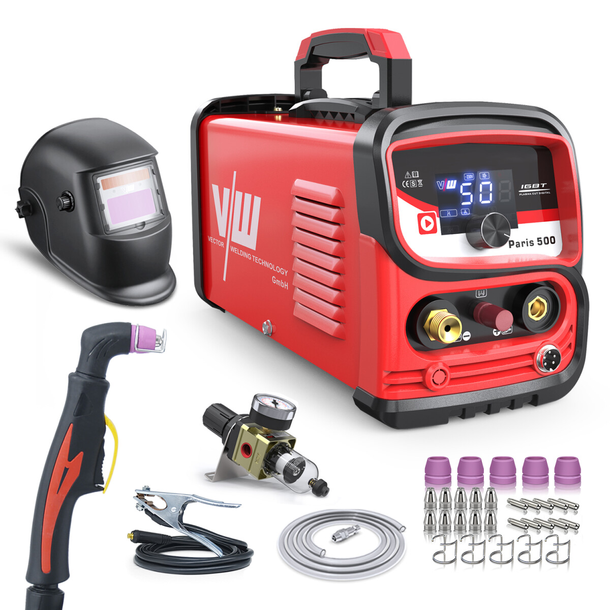 Set de corte por plasma Paris 500P con encendido por piloto, casco ...